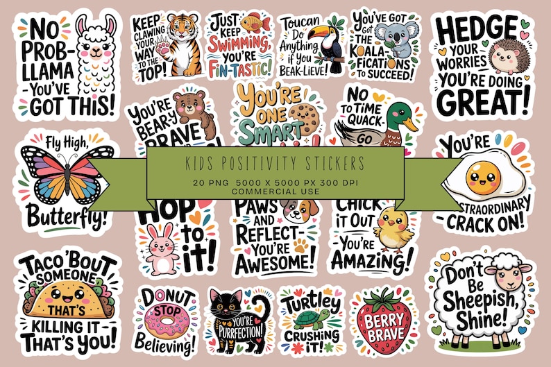 Kids Positivity Stickers, Kids Positivity Printable Stickers, Kids ...
