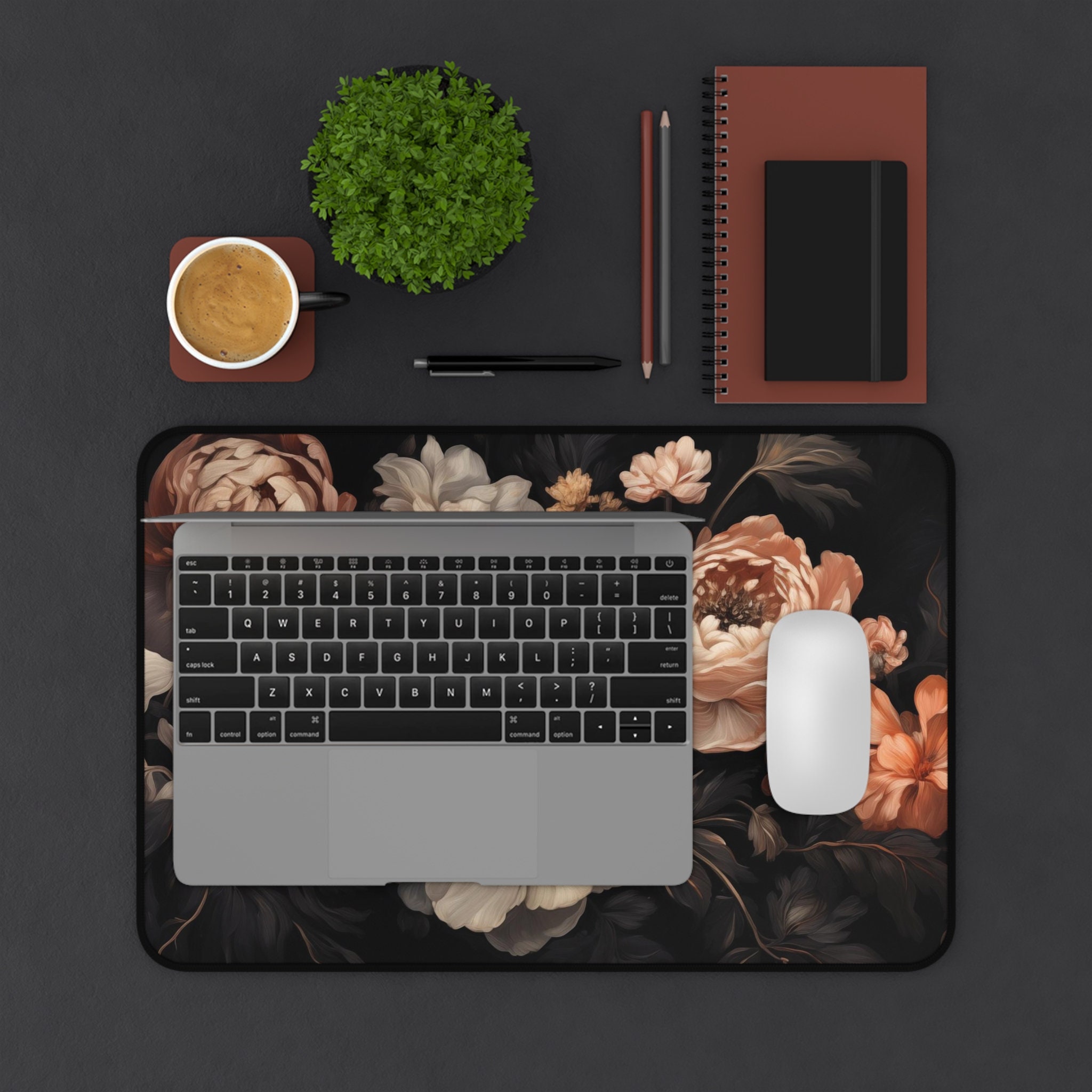 Cottagecore Desk Mat, XL Desk Mat, Floral Desk Mat, Dark Floral Desk ...