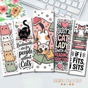 Printable Cat Bookmarks, Kawaii Reading Addiction Designs (PNG/PDF) - Etsy