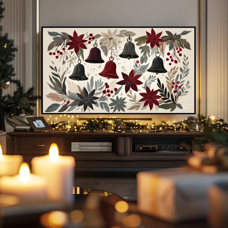 Christmas Frame TV Art, Winter Frame TV Art, Rustic Christmas Frame TV ...
