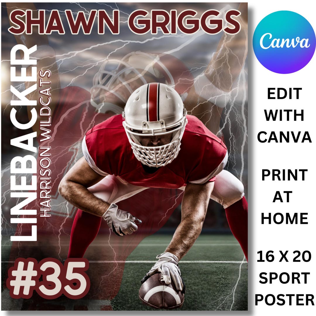 Football Poster Canva Template, Editable Football Poster Template ...