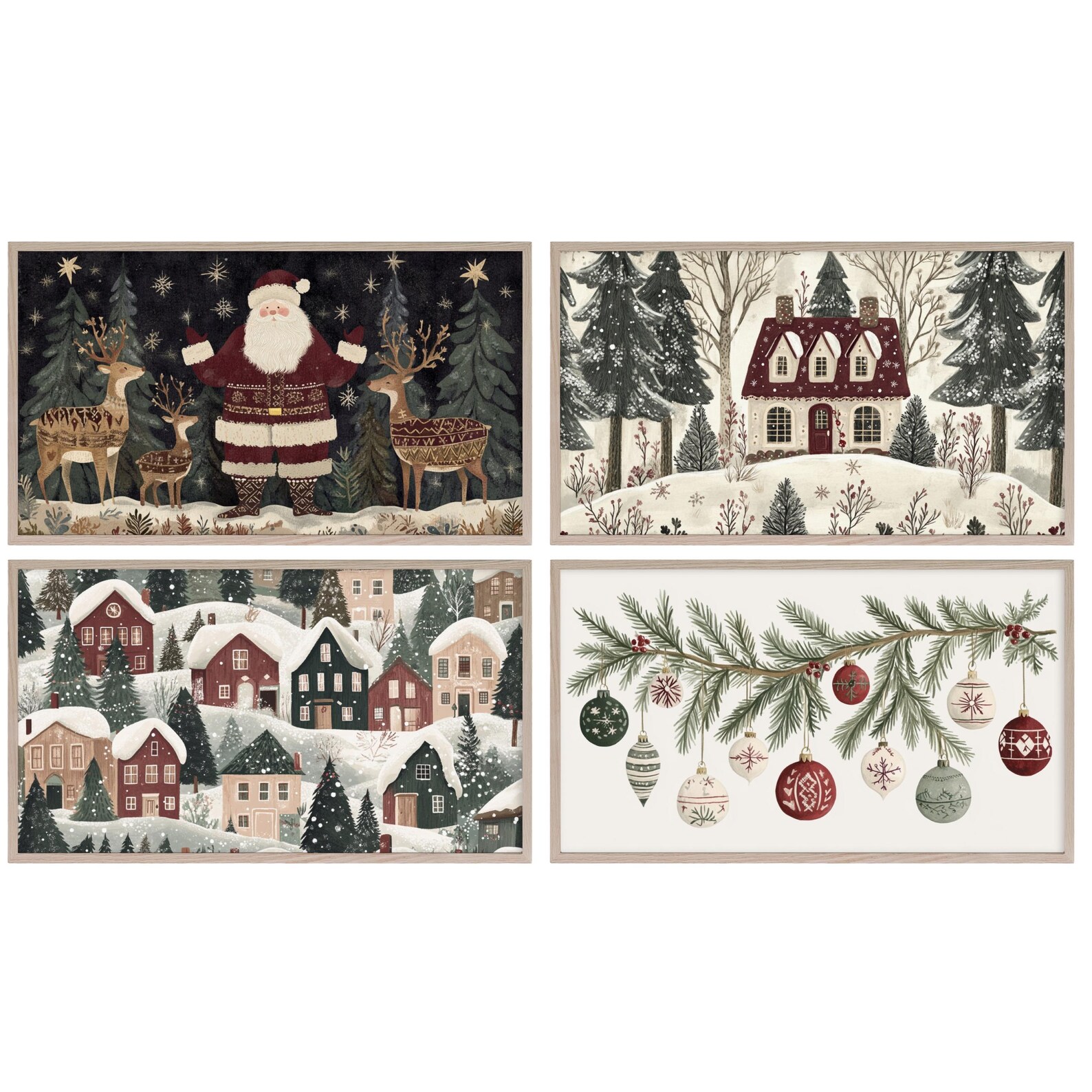 Christmas Frame TV Art, Winter Frame TV Art, Rustic Christmas Frame TV ...