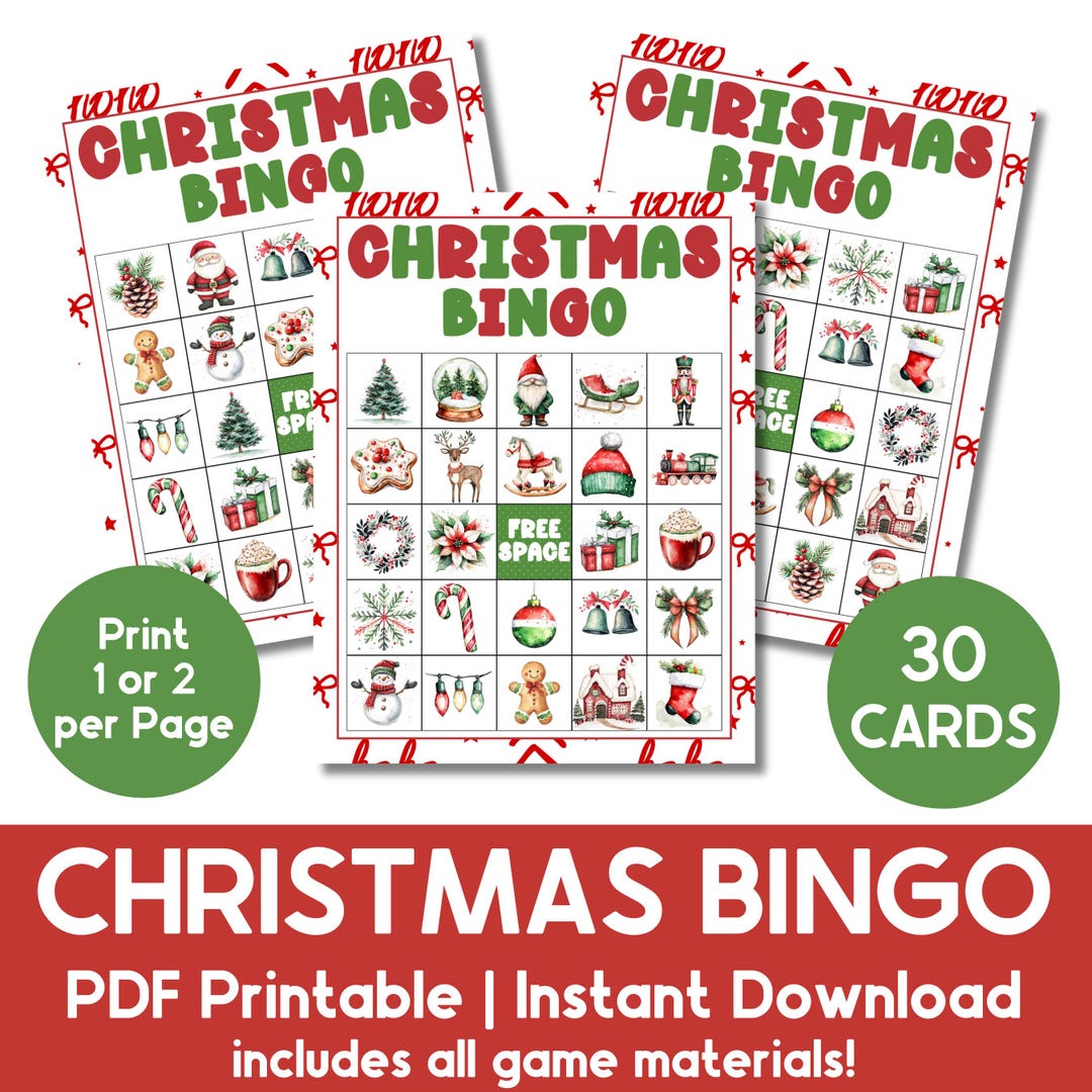 Printable Christmas Bingo, Holiday Bingo, Christmas Bingo Game ...