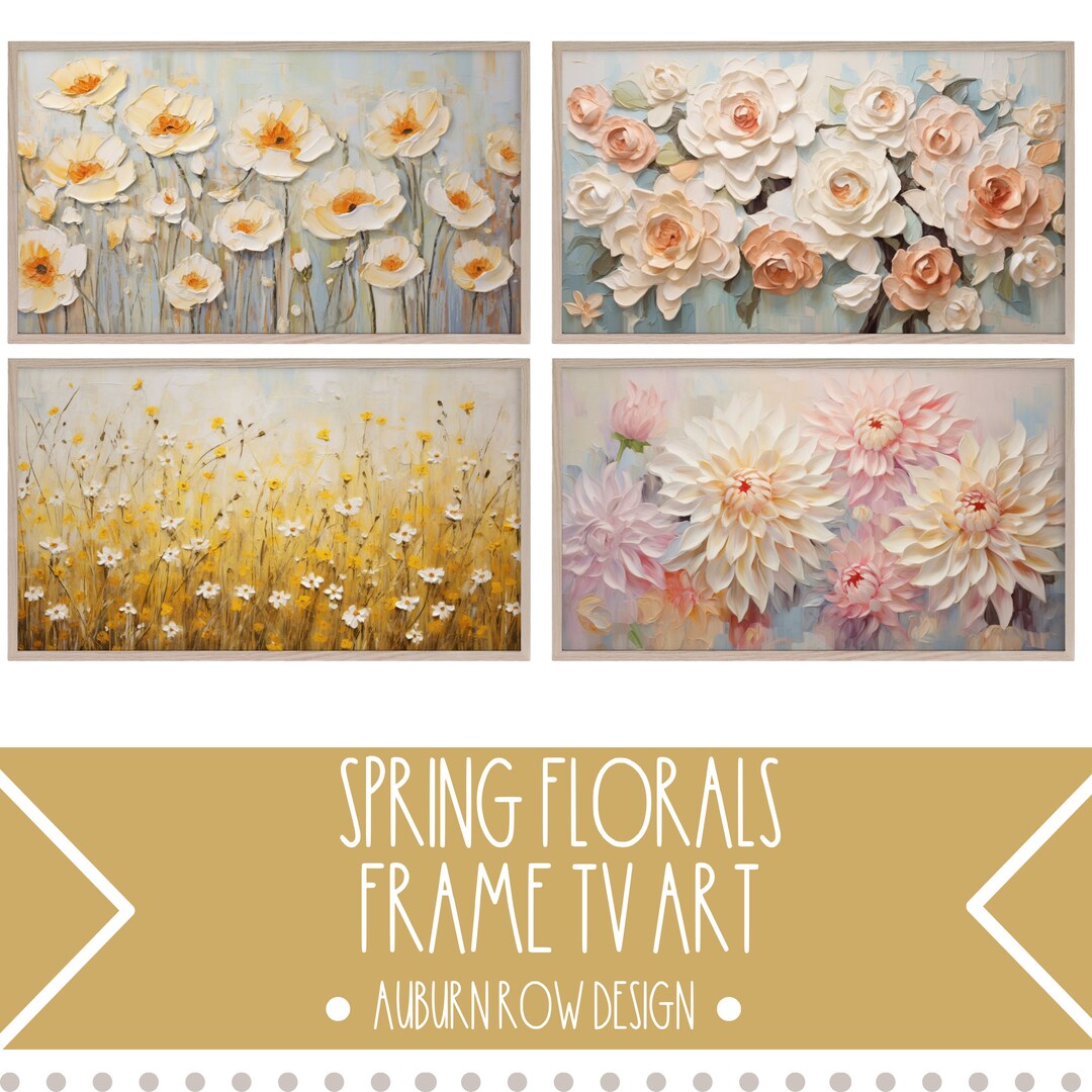 Spring Floral Frame TV Art, Spring Floral TV Art, Spring Floral TV ...