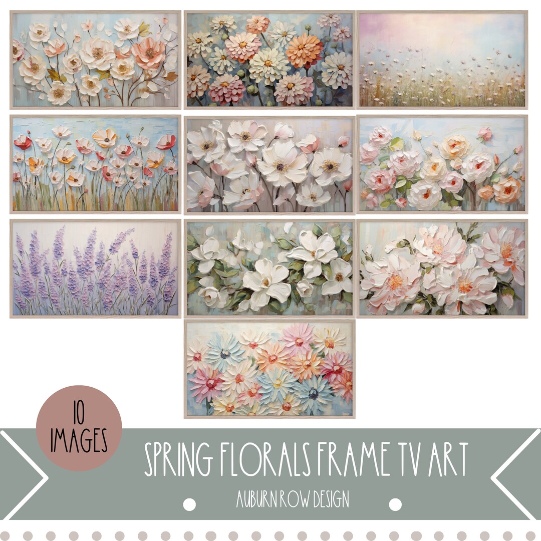 Spring Floral Frame TV Art, Spring Floral TV Art, Spring Floral TV ...