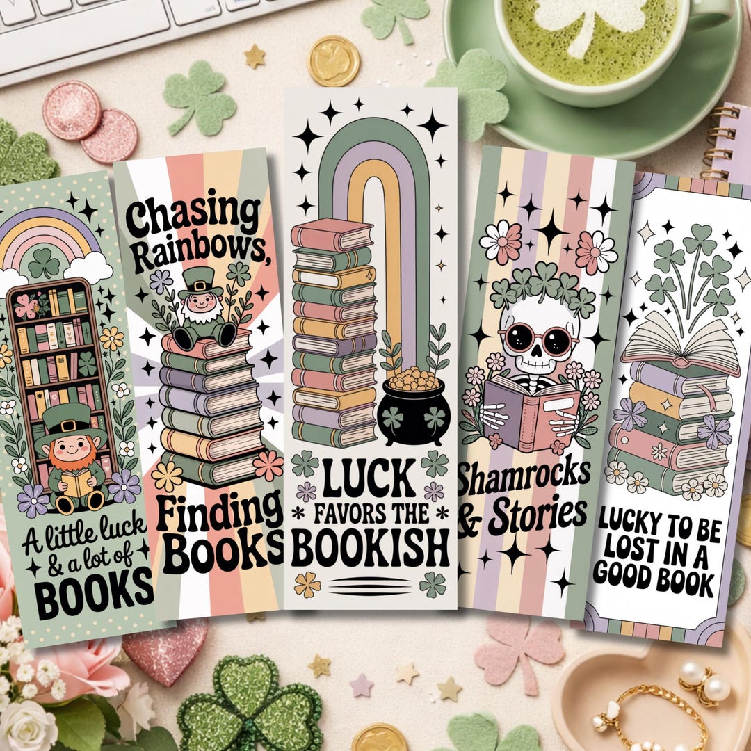 St Patricks Day Bookmarks, St Pat Bookmarks, St Patricks Day Bookish ...