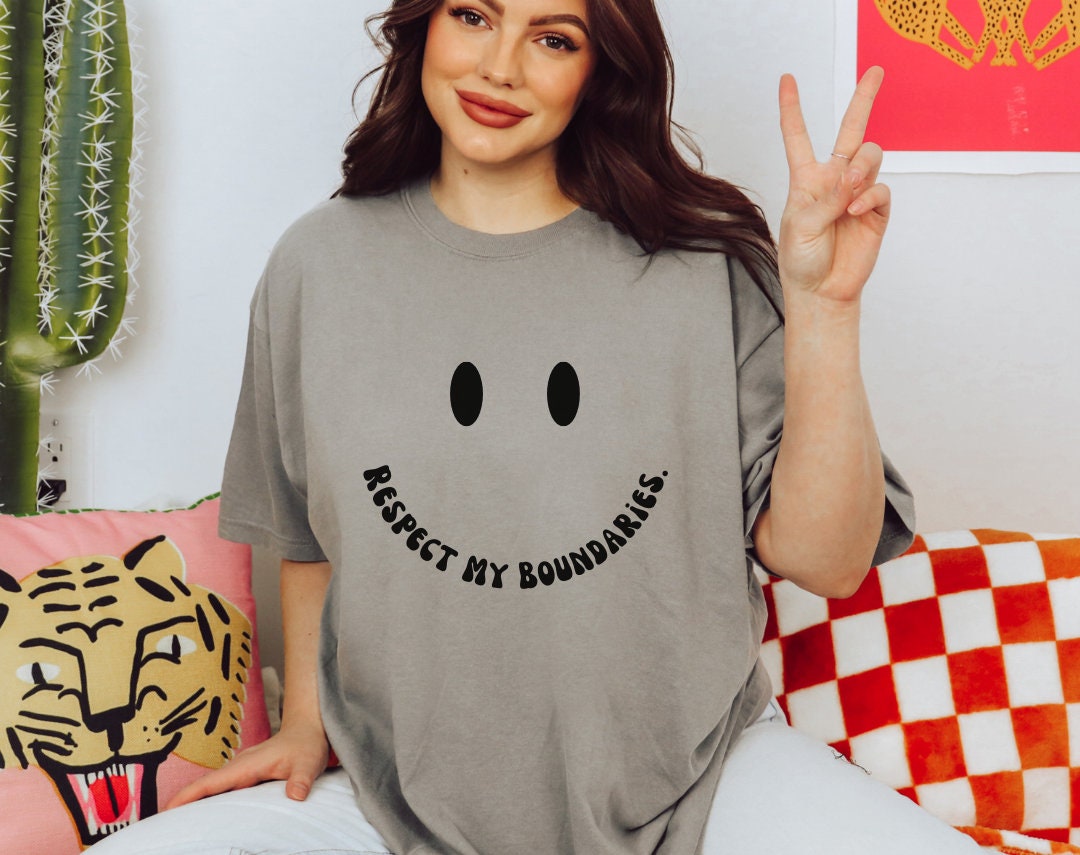 Respect My Boundaries Black Smiley Face Comfort Colors® Tshirt - Etsy