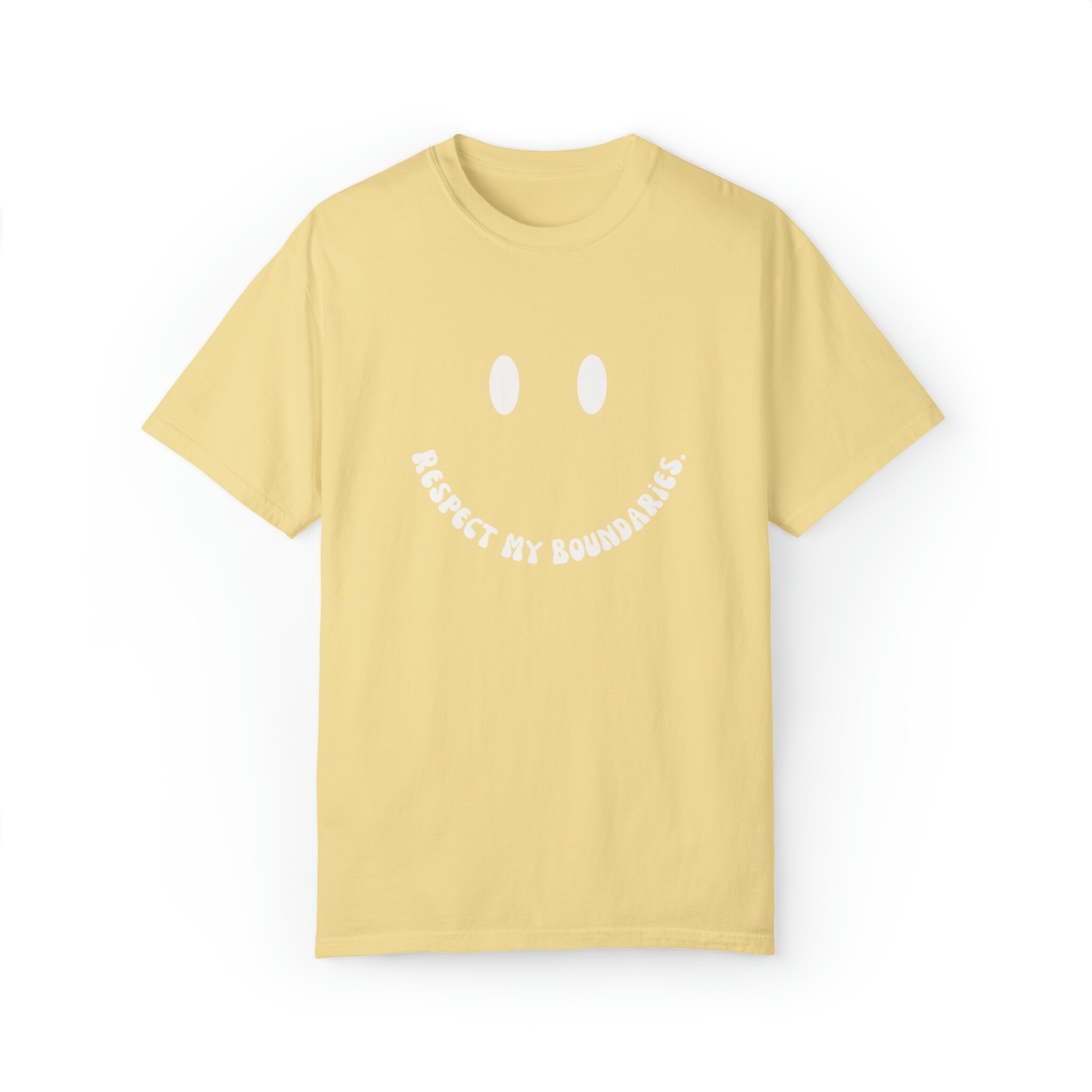 Respect My Boundaries White Smiley Face Comfort Colors® Tshirt - Etsy