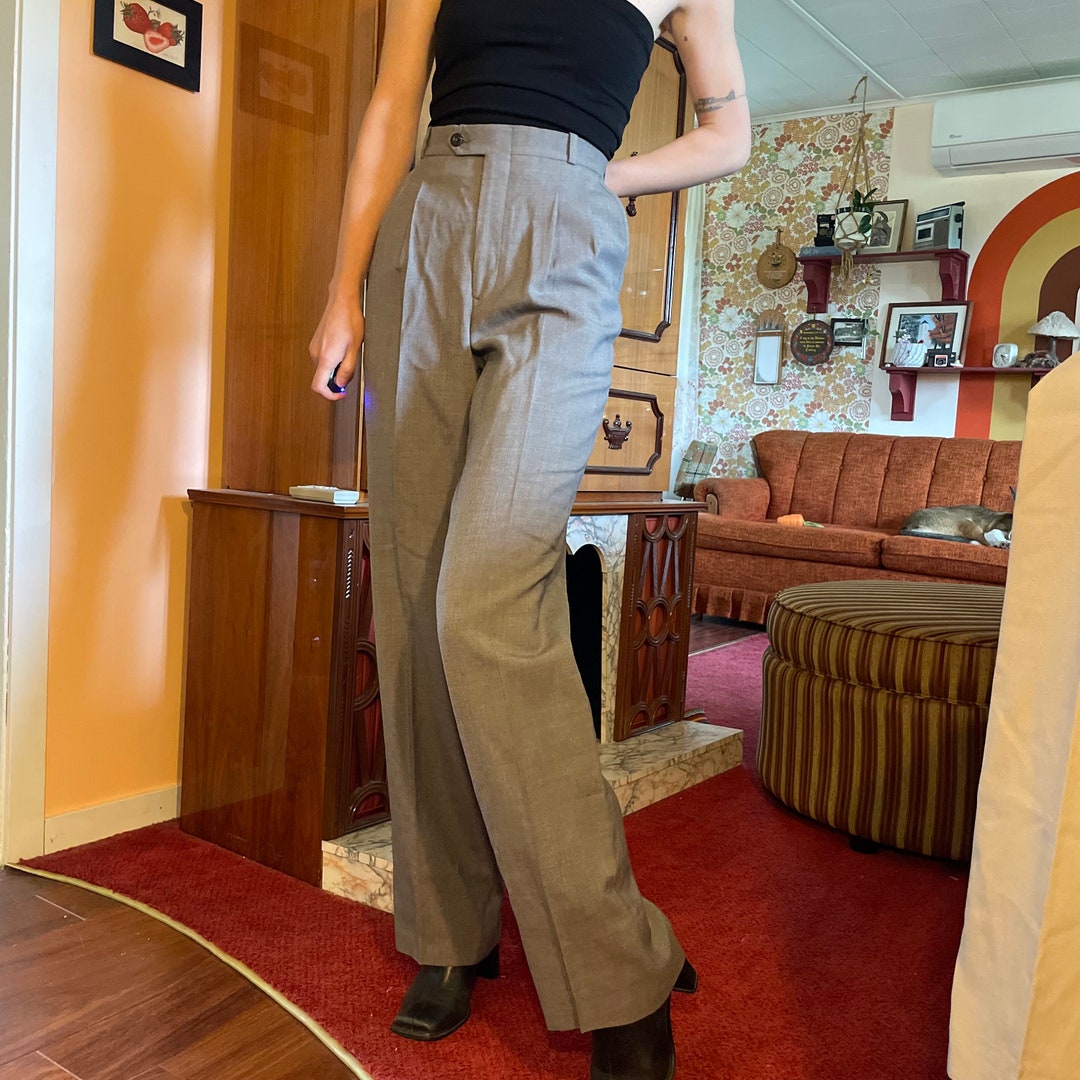 1990s Vintage Wool Yves Saint Laurent Pleated Blend Grey Made in Canada ...