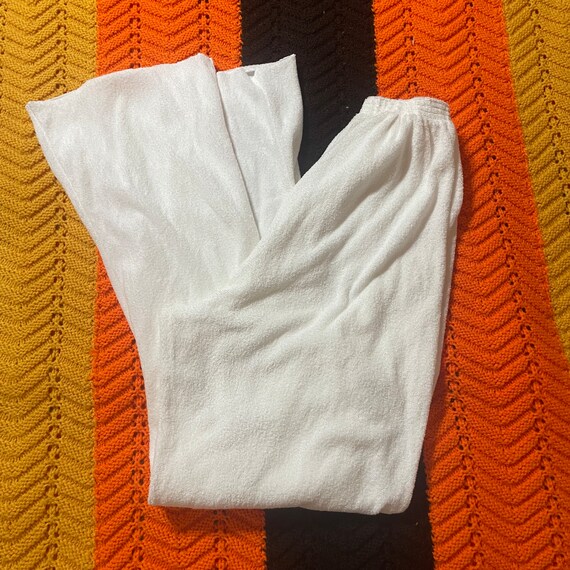 1970s Made in the USA white terry cloth high rise str… - Gem