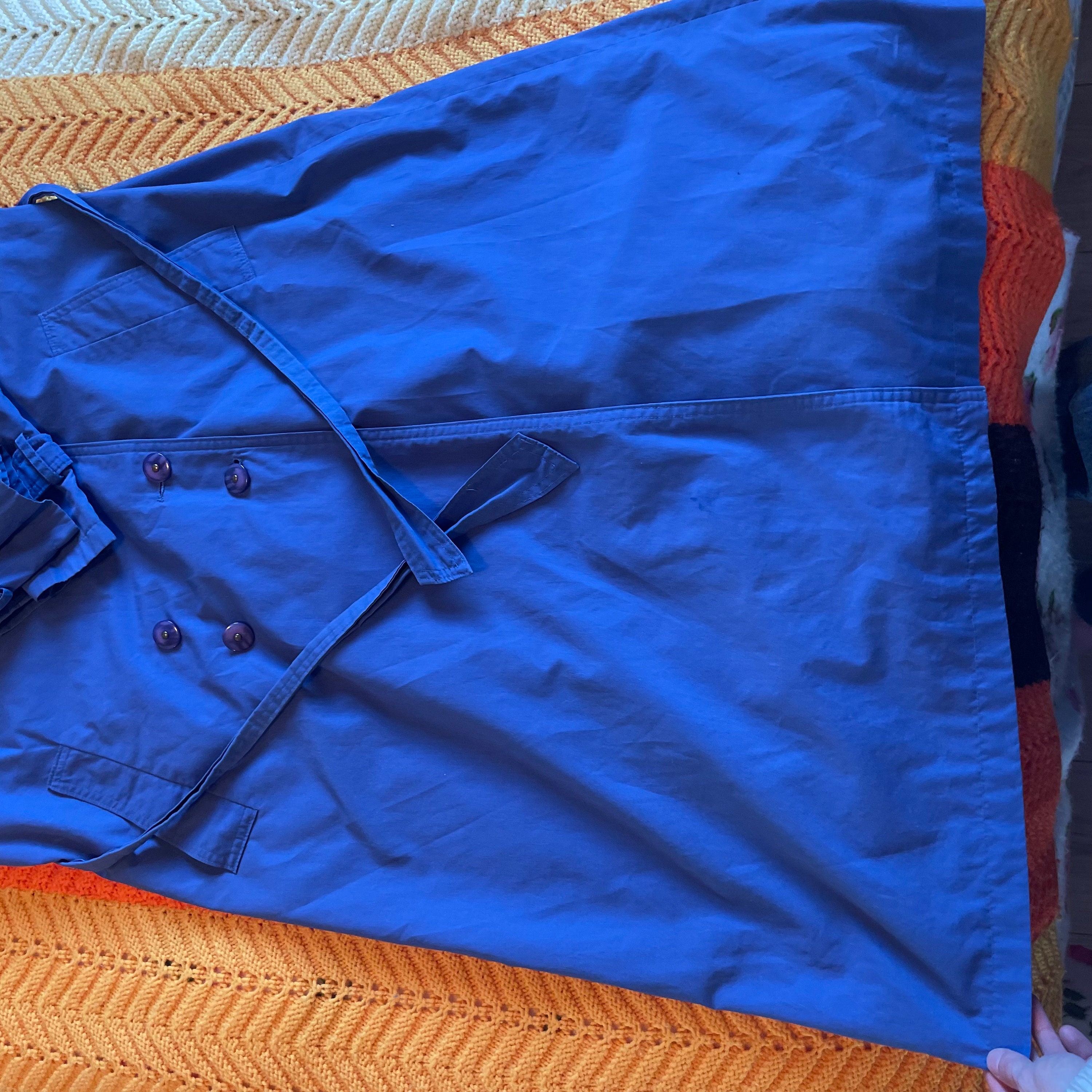 1980s Classic Double-breasted Belted Periwinkle Long Trench Coat! - Etsy