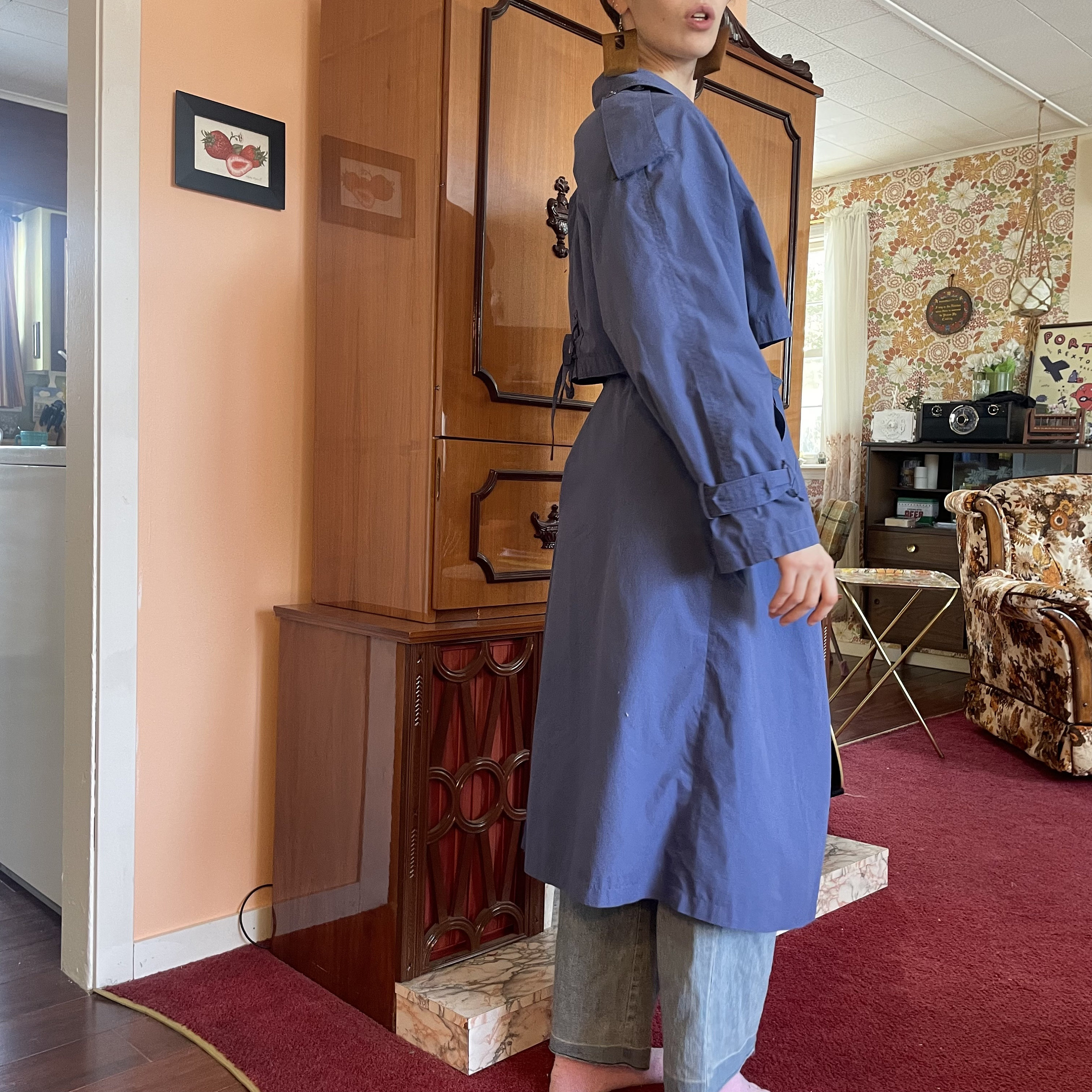 1980s Classic Double-breasted Belted Periwinkle Long Trench Coat! - Etsy