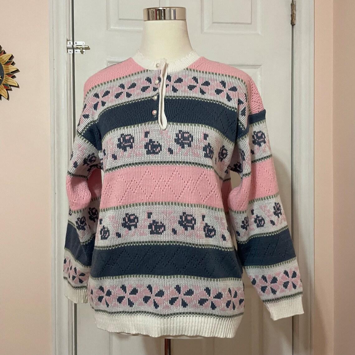 Made in Canada 1980s Neon Granny Core Pastel Sweater - Etsy