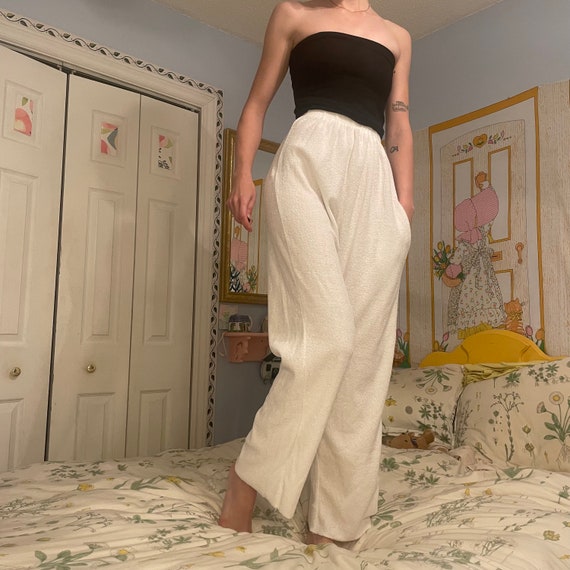 1970s Made in the USA white terry cloth high rise str… - Gem