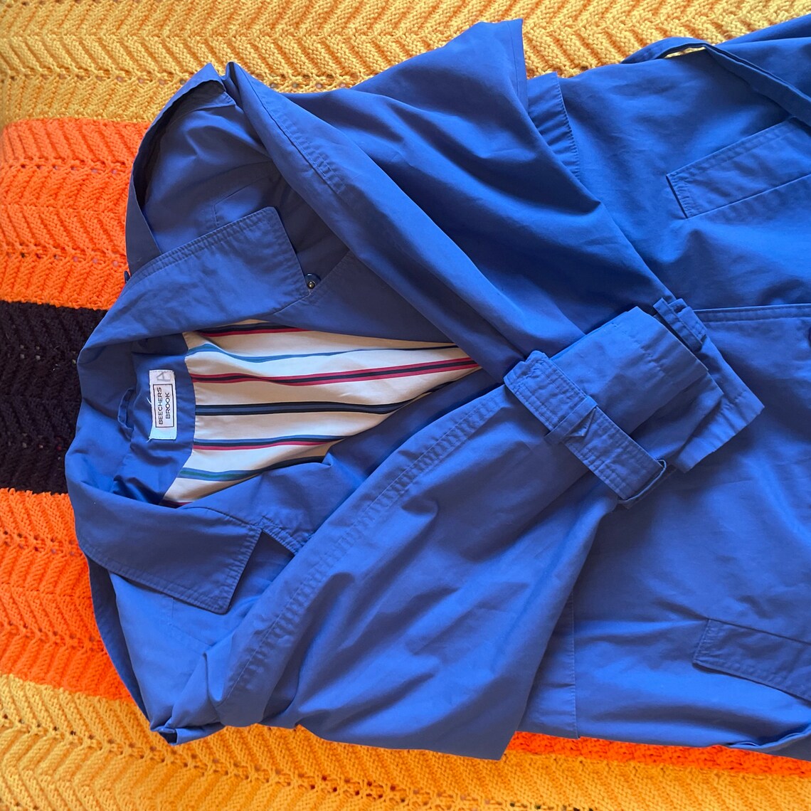 1980s Classic Double-breasted Belted Periwinkle Long Trench Coat - Etsy