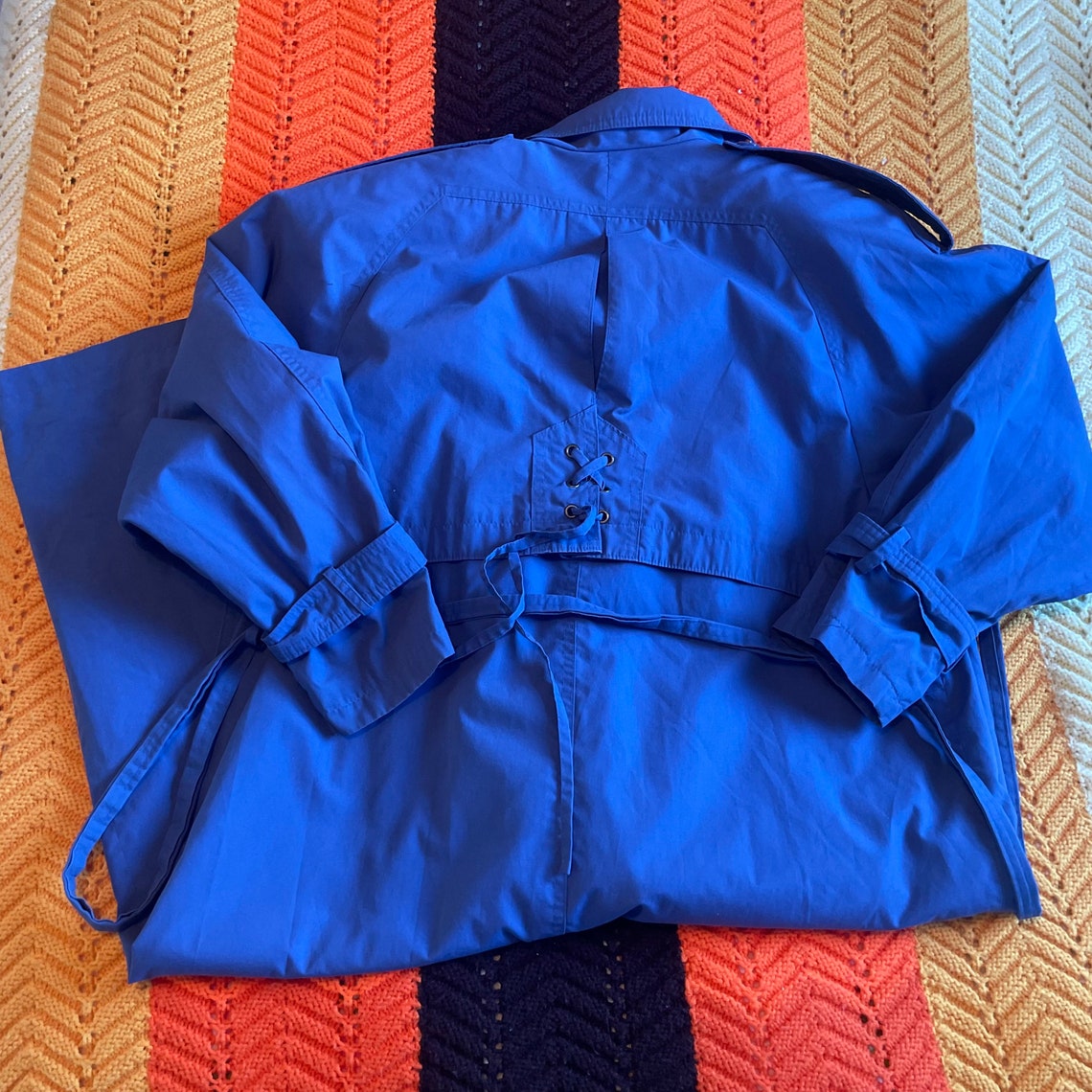 1980s Classic Double-breasted Belted Periwinkle Long Trench Coat - Etsy