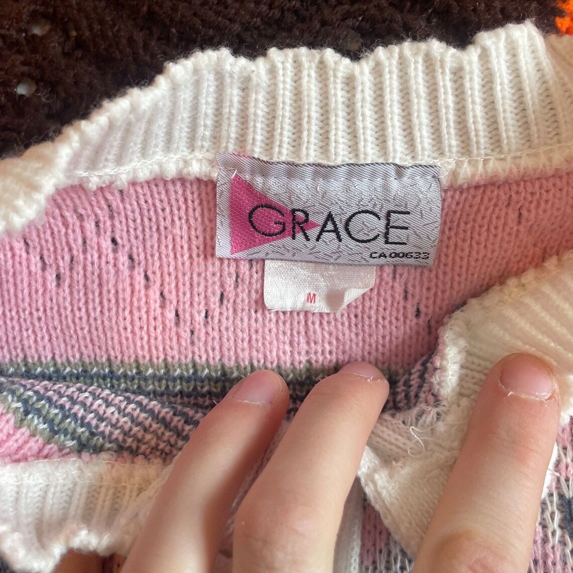 Made in Canada 1980s Neon Granny Core Pastel Sweater - Etsy