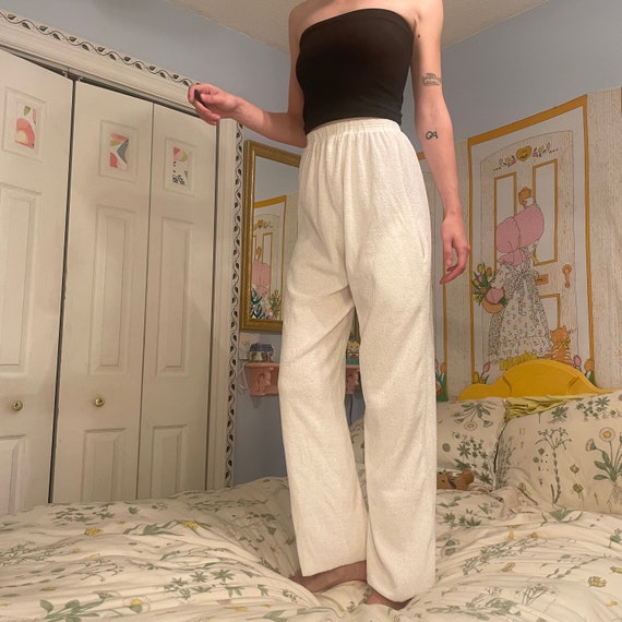 1970s Made in the USA white terry cloth high rise str… - Gem
