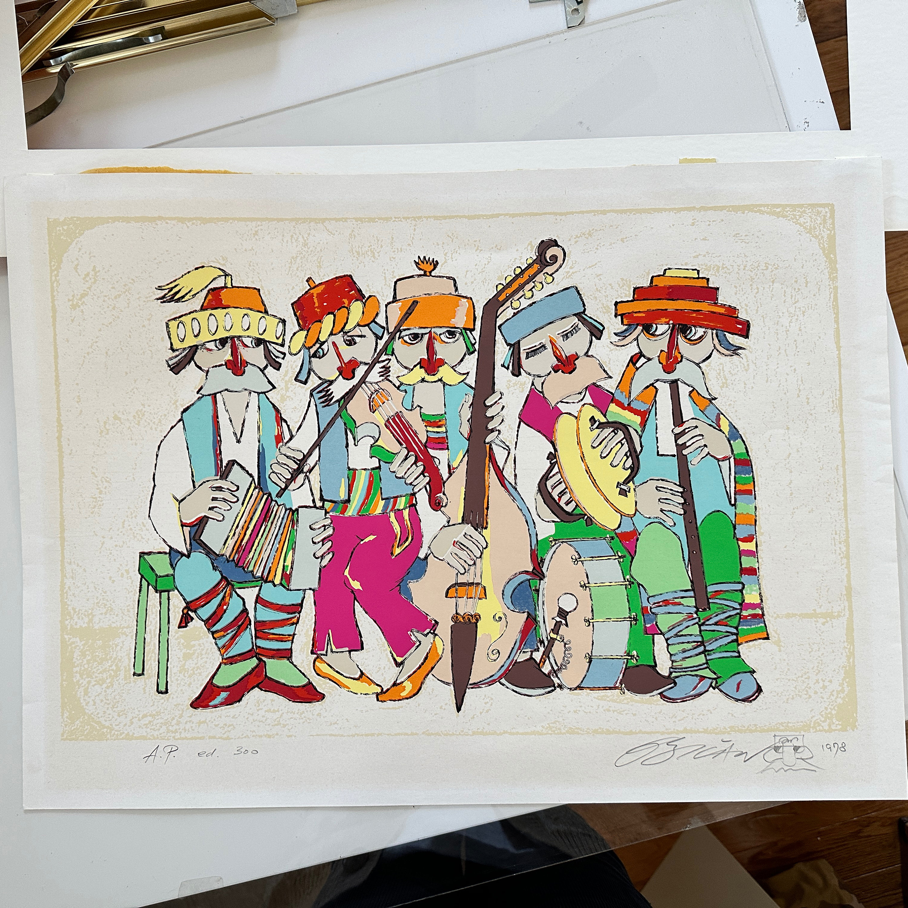 Vintage | Jovan Obican Mid Century Lithograph | Colorful Klezmer Band ...