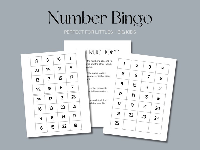 Bingo Number Game Printables Preschool, Kinder, Elementary Digital ...