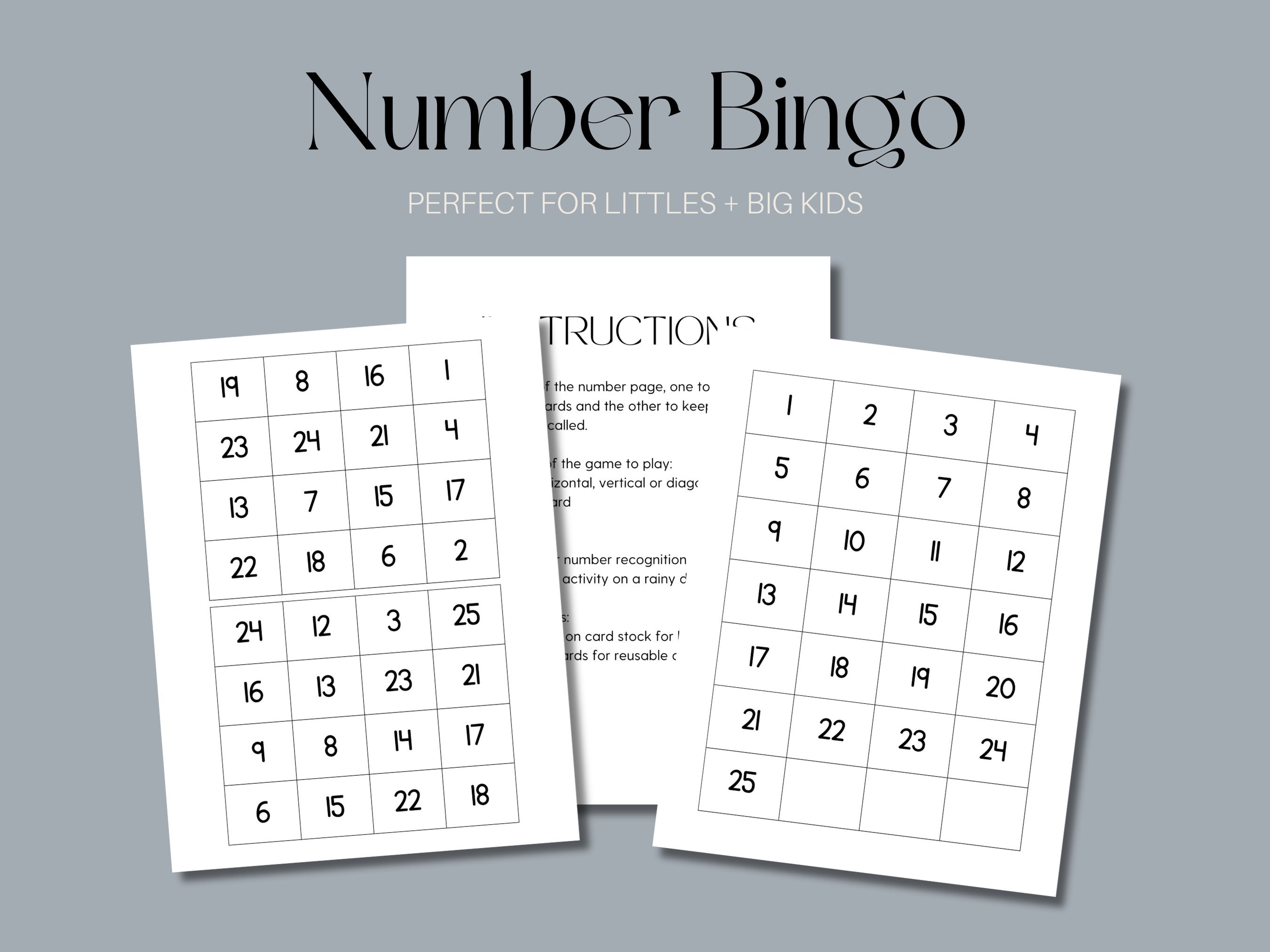 Bingo Number Game Printables Preschool, Kinder, Elementary Digital ...