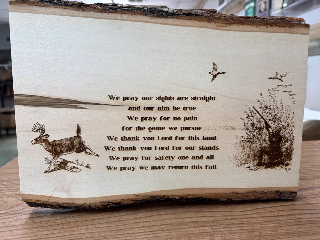 Hunter Prayer Wood Log Slate Decor - Etsy