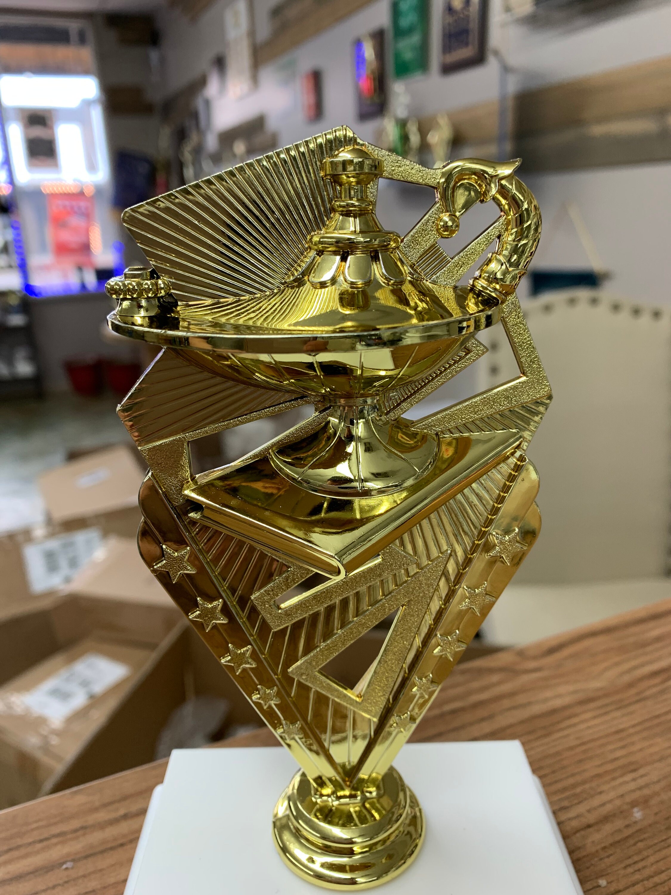 Gold Lamp of Knowledge Academic Trophy - Etsy