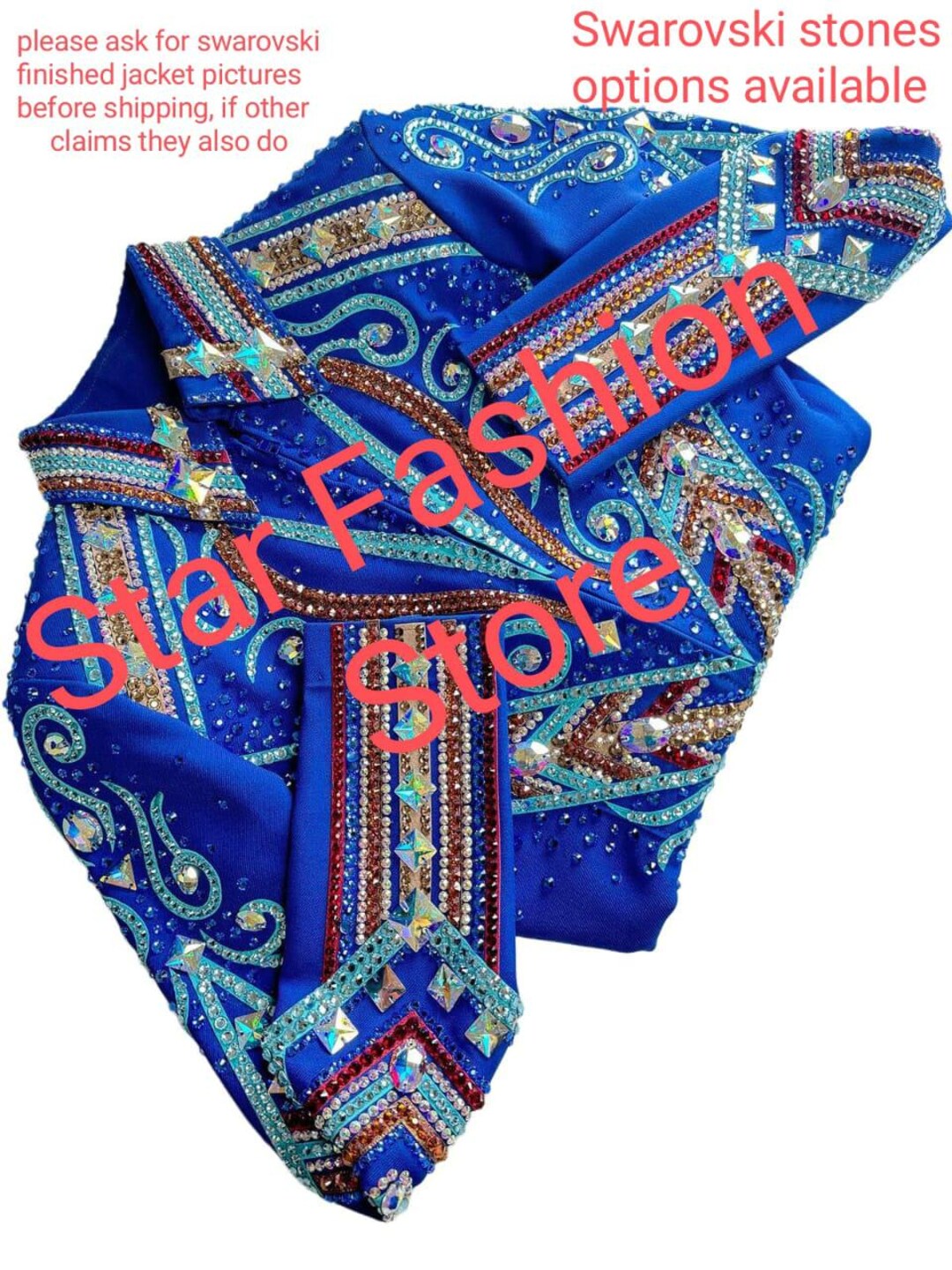 Royal Blue Base Showmanship Jacket With Multicolor Gems - Etsy