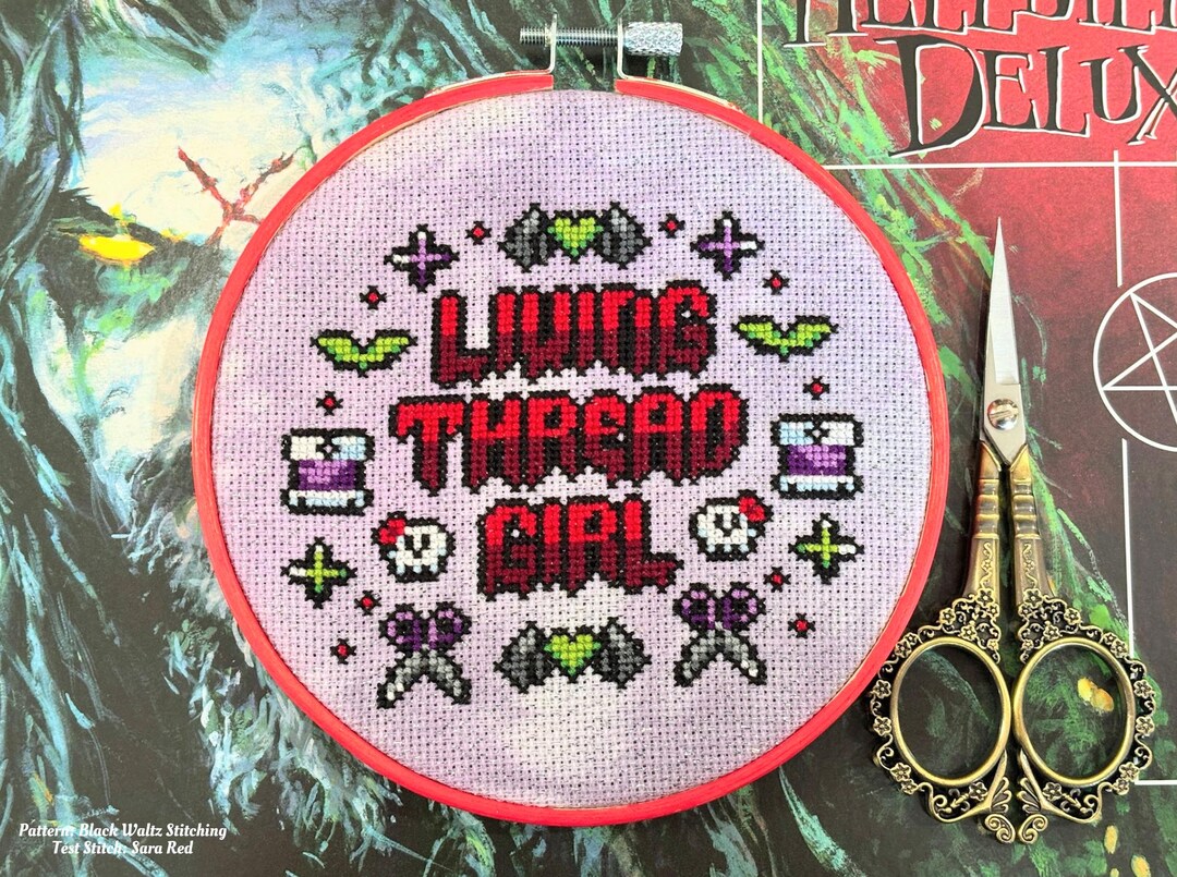 Living Thread Girl Cross Stitch Pattern - Instant Download PDF - Spooky ...