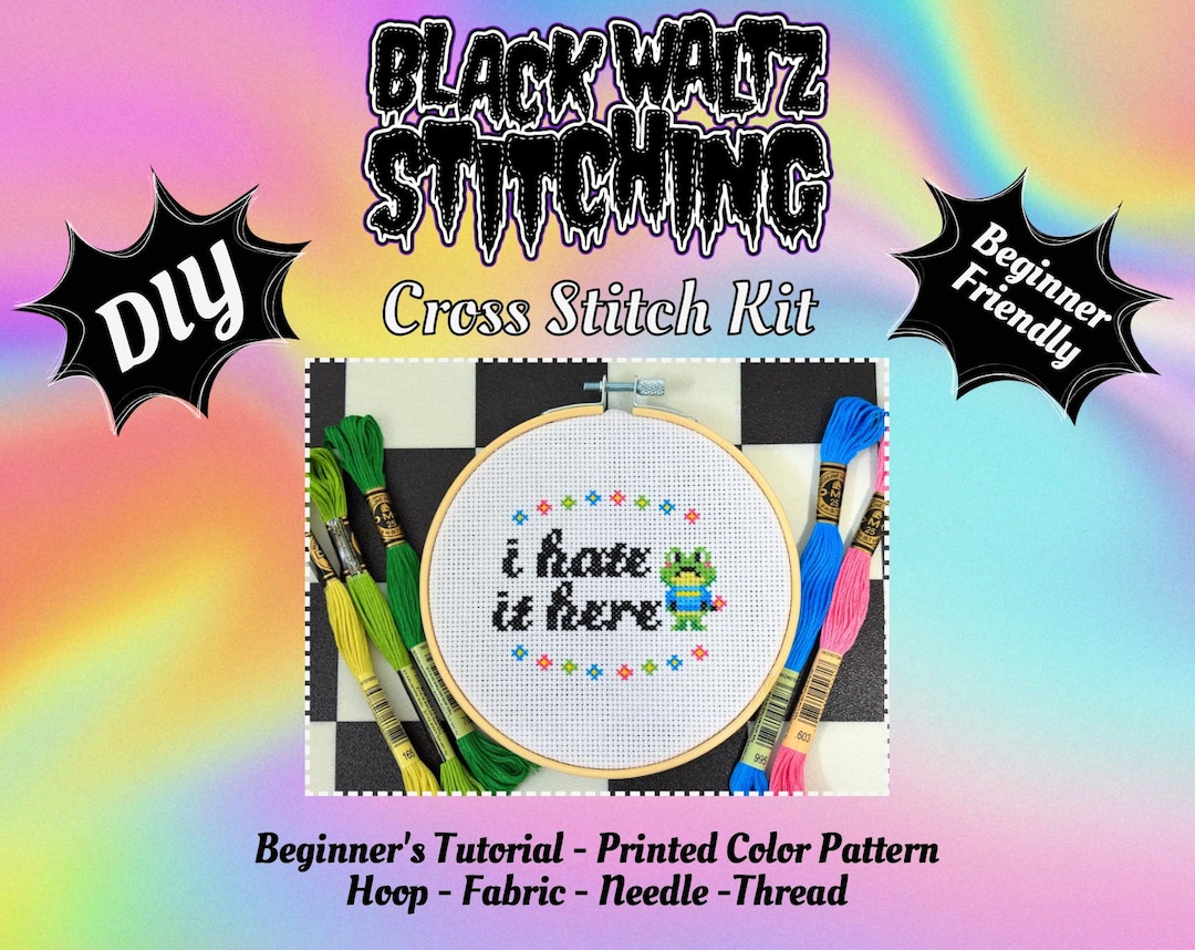 5" Subversive Frog Cross Stitch Kit - Beginner Friendly, DIY Craft ...