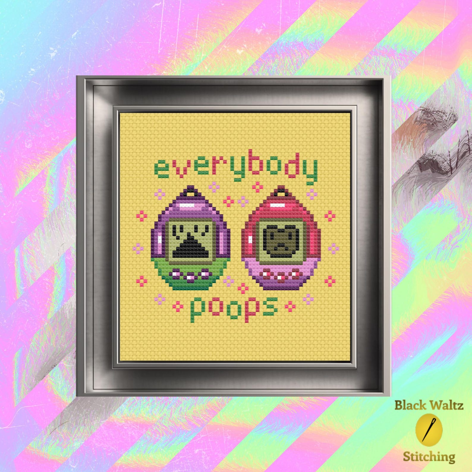 Everybody Poops Cross Stitch Pattern - Instant Download PDF - Digital ...