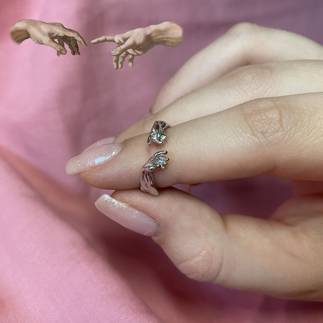 Creation of Adam Hugging Hand Ring, Adjustable Simple Couple Ring ...