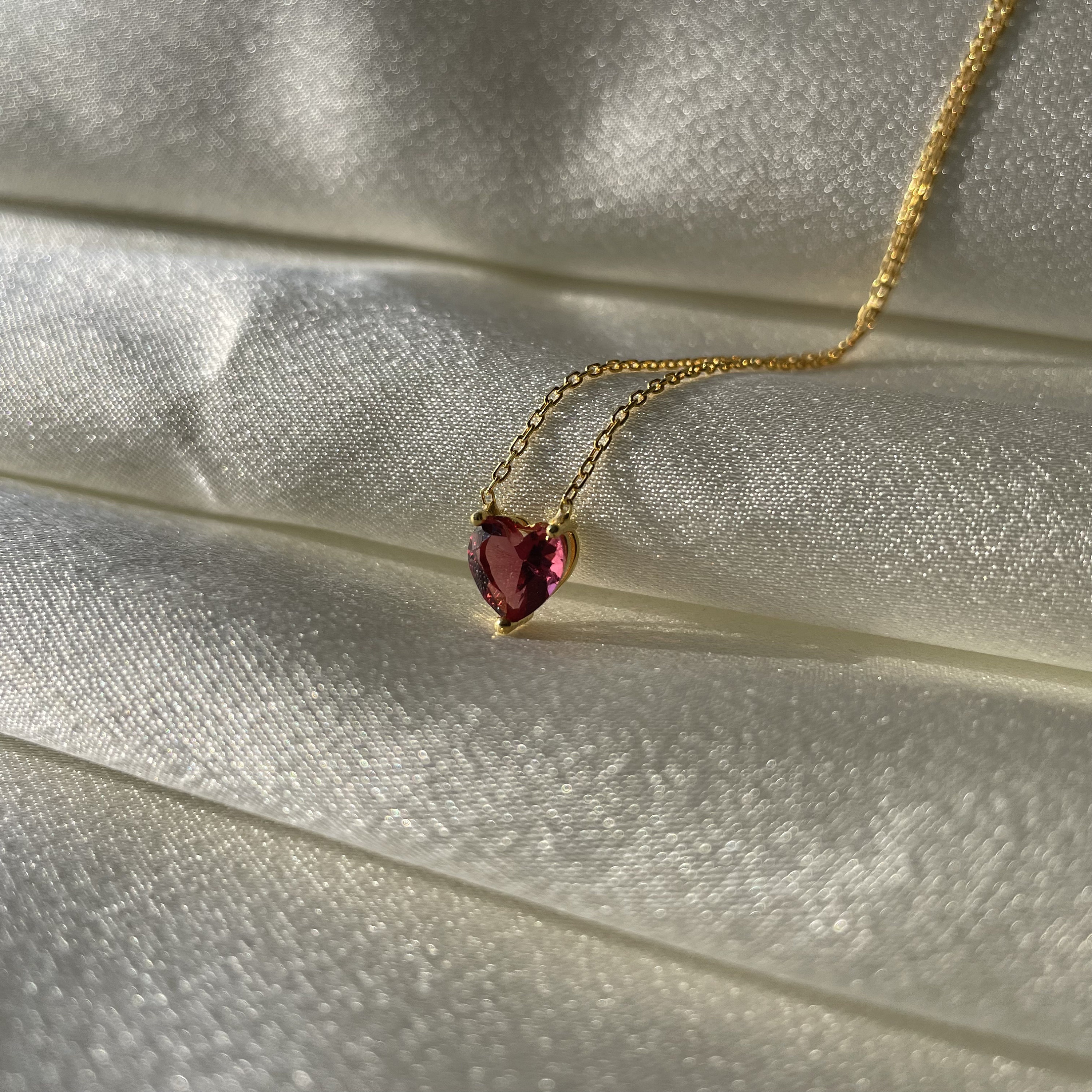 14K Gold Ruby Heart Necklace Tiny Red Heart Shaped Pendant Non Tarnish 925 Silver Necklace Valentines Day Gift for Her Etsy