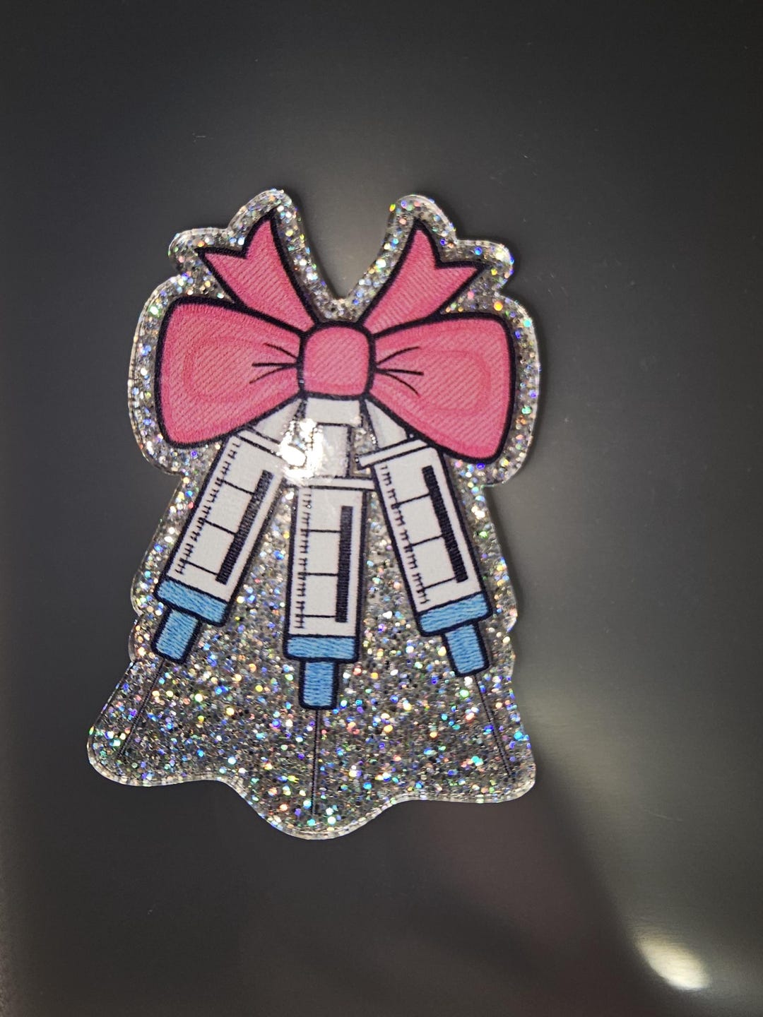 Syringe and Glitter Embellished Interchangeable Badge Reel Topper ...