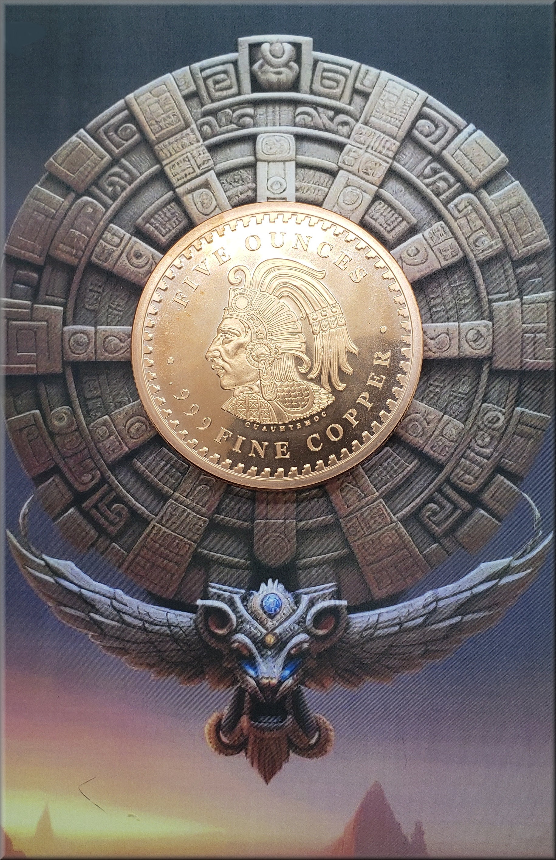 5 Ounce Aztec Calendar in a Massive Pure Copper Round Coin Free ...