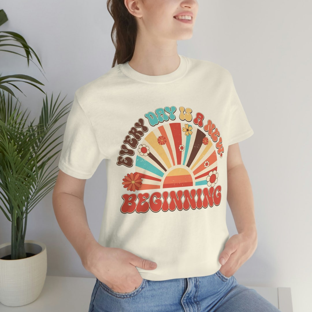 Every Day is A New Beginning, Retro, 70's, Positivity, Unisex Jersey ...