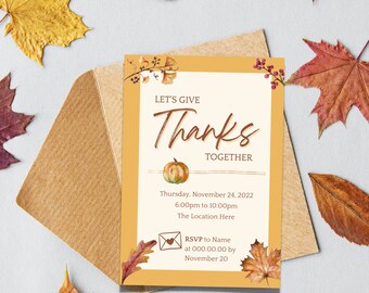 Give Thanks Invite - Etsy