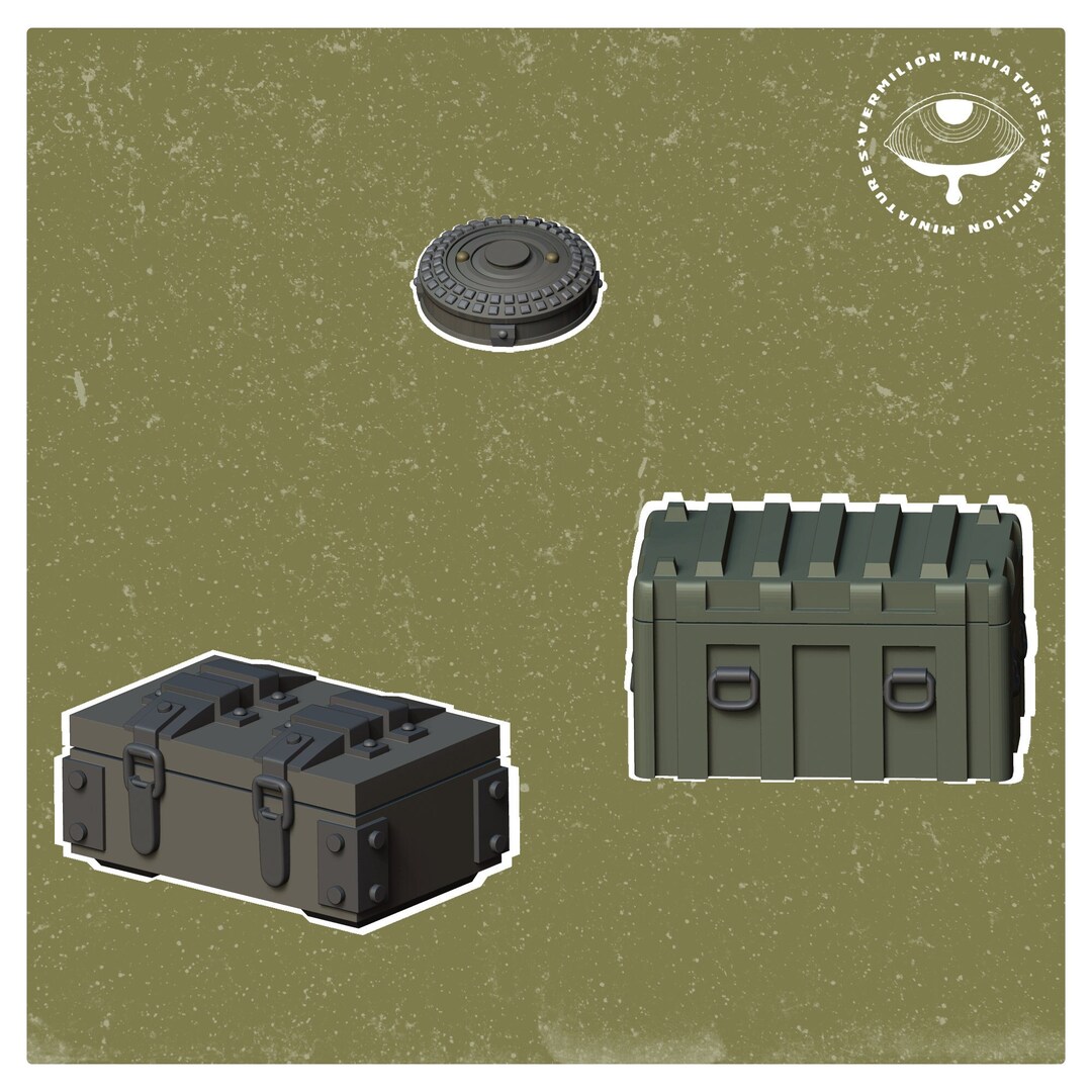Crates and Frag Mine Props & Terrain Bear Force Vermilion Miniatures 3D ...