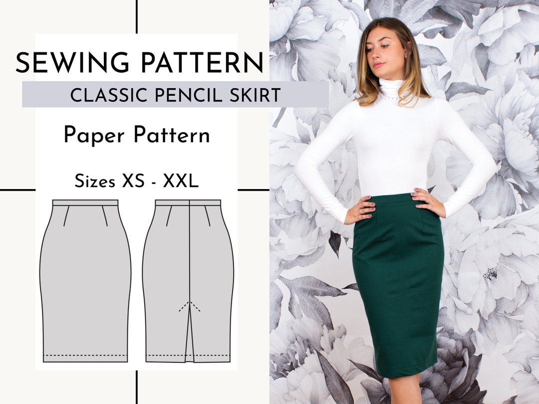 Classic Pencil Skirt Printed Paper Sewing Pattern // Sizes XS - XXL ...