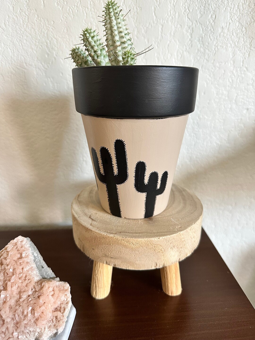 Hand Painted Modern Western Boho Cactus Clay Pot With Drainage - Etsy