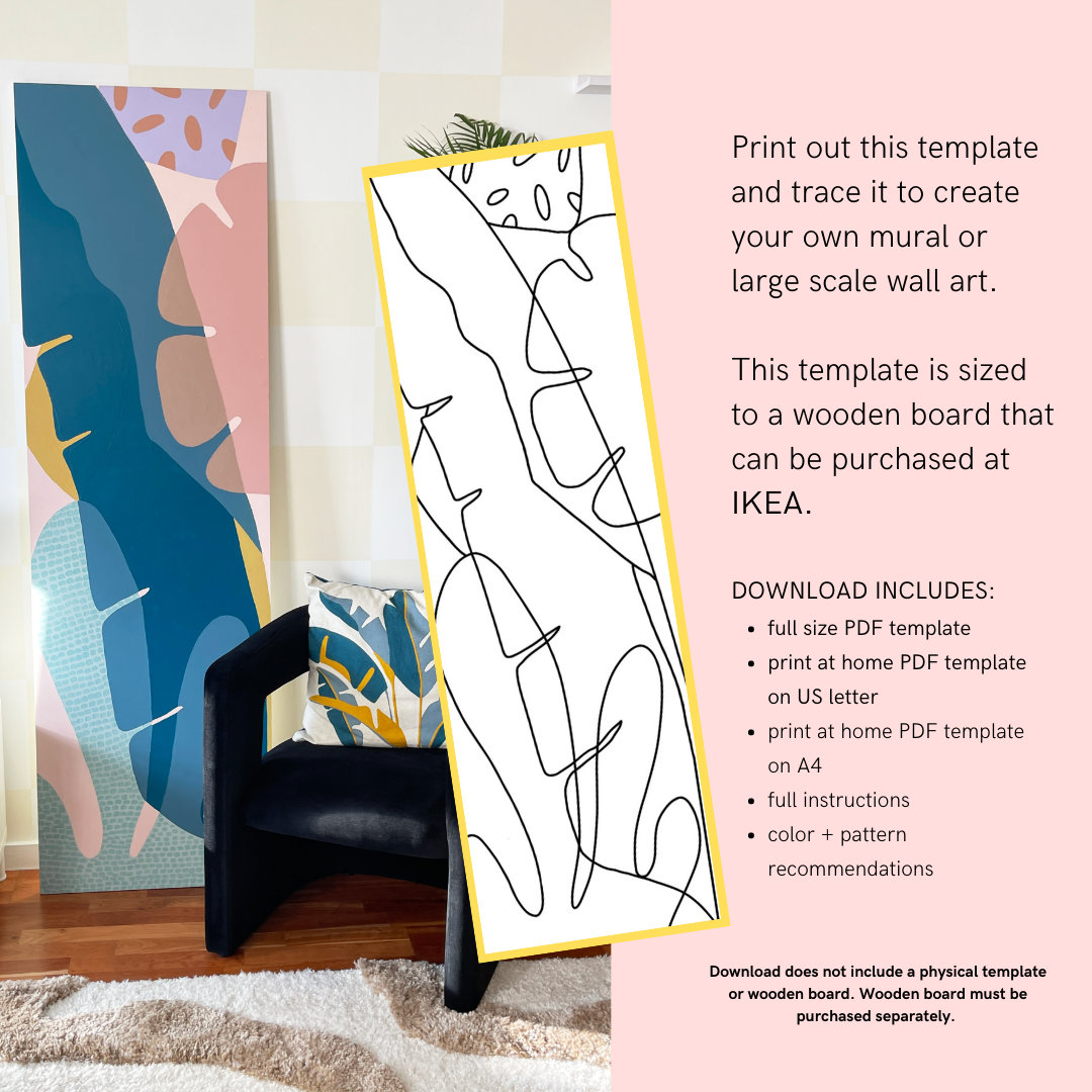 Downloadable Organic Tropical Mural Template: Large Scale Wall Art ...