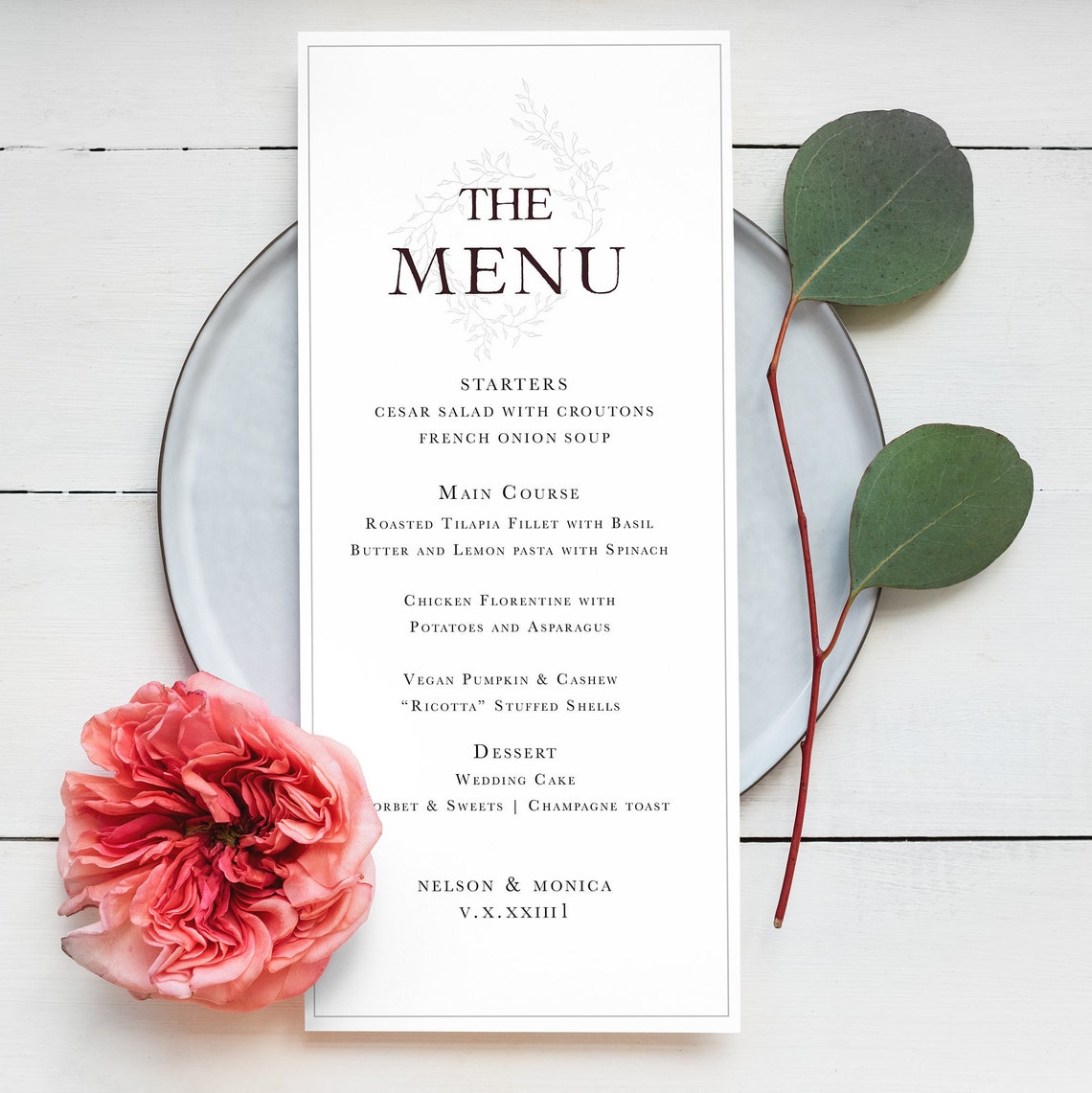Elegant Wedding Dinner Menus Printed Wedding Reception Menus, Table ...
