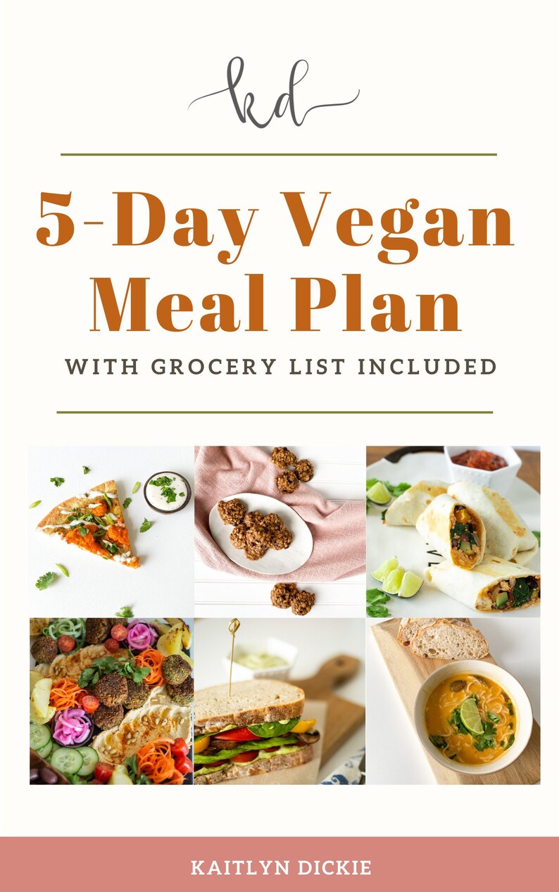 5 Day Vegan Meal Plan | Grocery List Included - Etsy