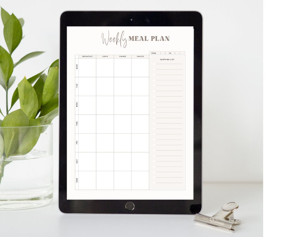 Simple Weekly Meal Planner | With Grocery List - Etsy