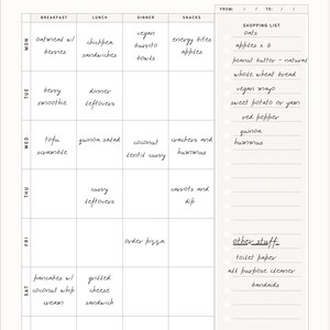 Simple Weekly Meal Planner | With Grocery List - Etsy