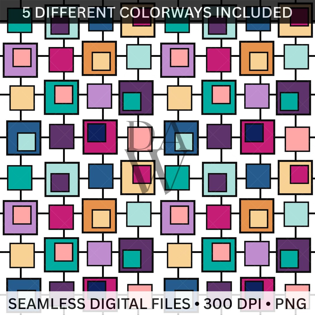 Geometric Squares Seamless Files: 300 DPI PNG (commercial Use Digital ...