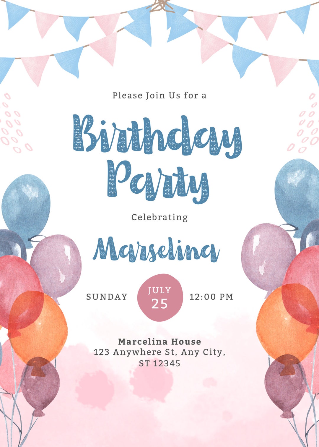 Birthday Party Invitation Card Digital Image for Printout - Etsy