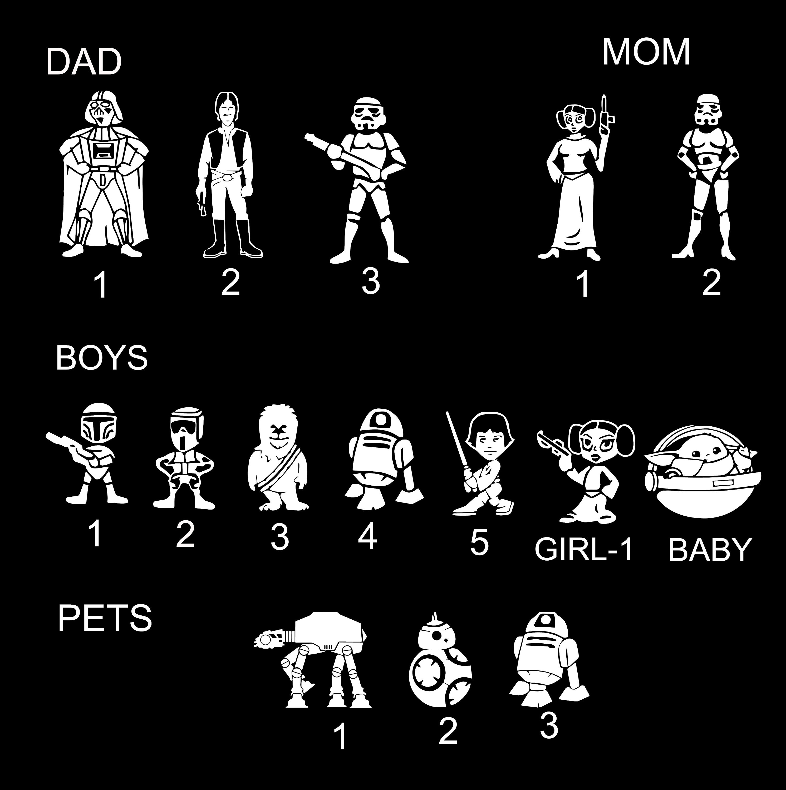 Star Wars Family Car Stickers