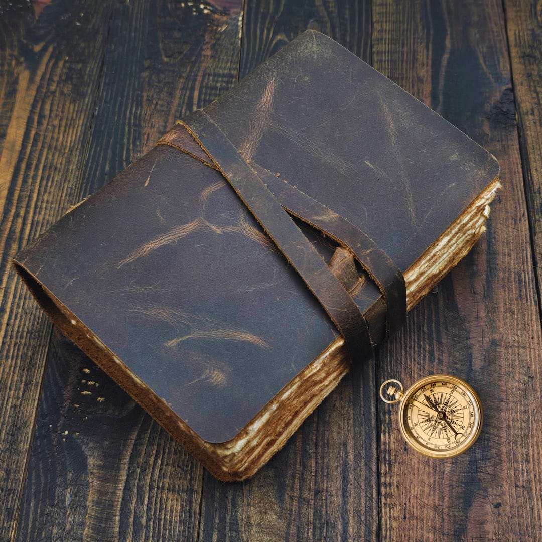 Handmade Vintage Deckle Edge Cotton Paper Leather Bound Journal Rustic ...