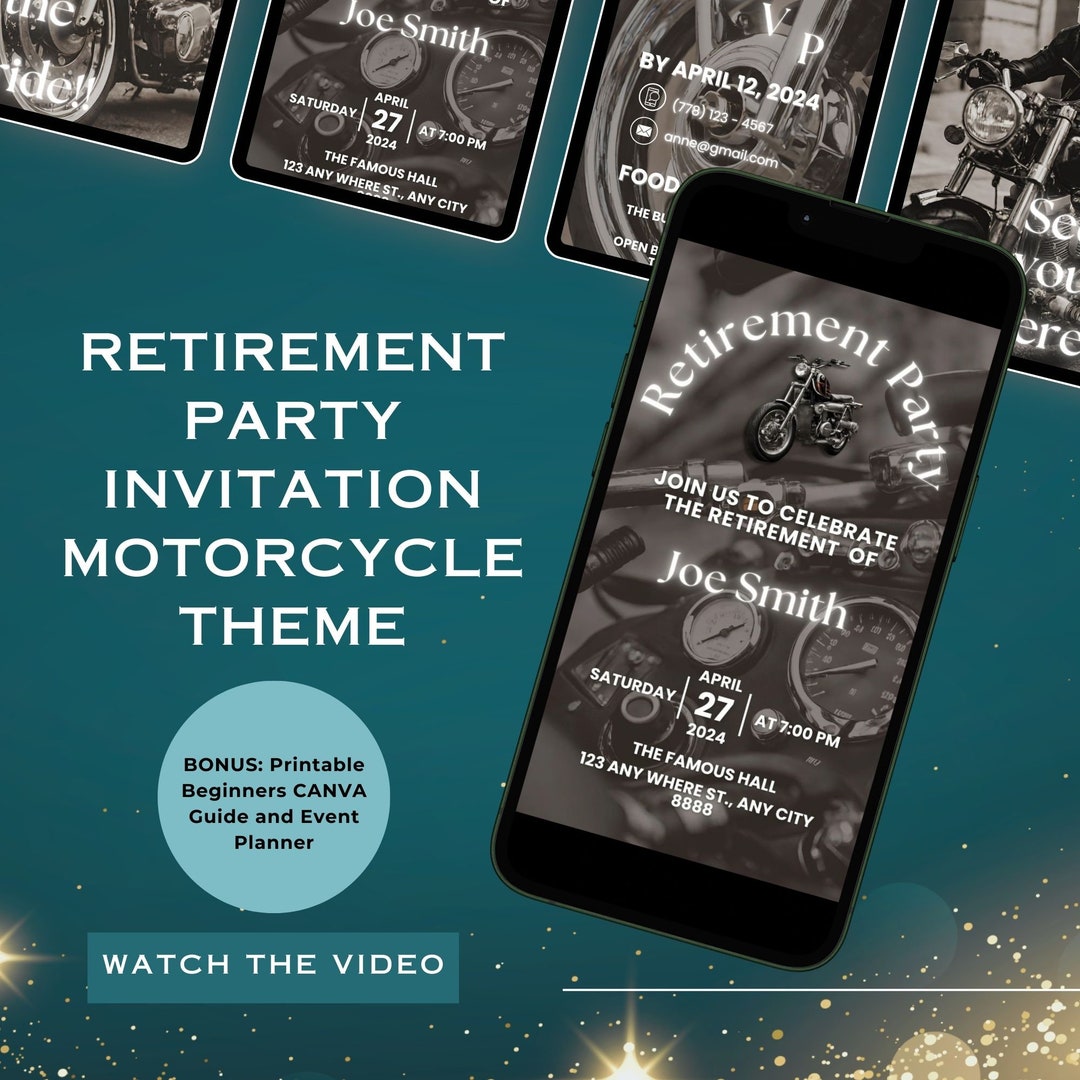 MOTORCYCLIST Retirement Video Invitation, Editable Riders Farewell ...
